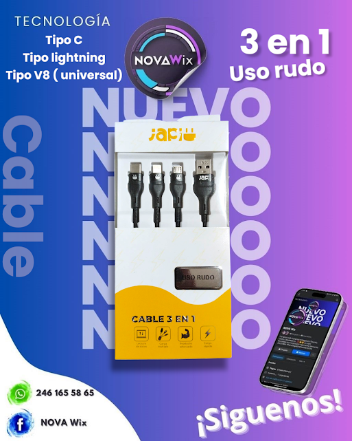 Cable 3 en 1 Uso rudo - NOVA Wix